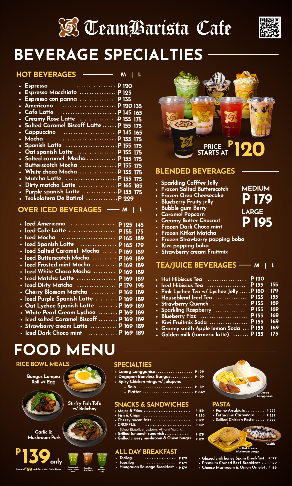 Our Menu - Team Barista Cafe